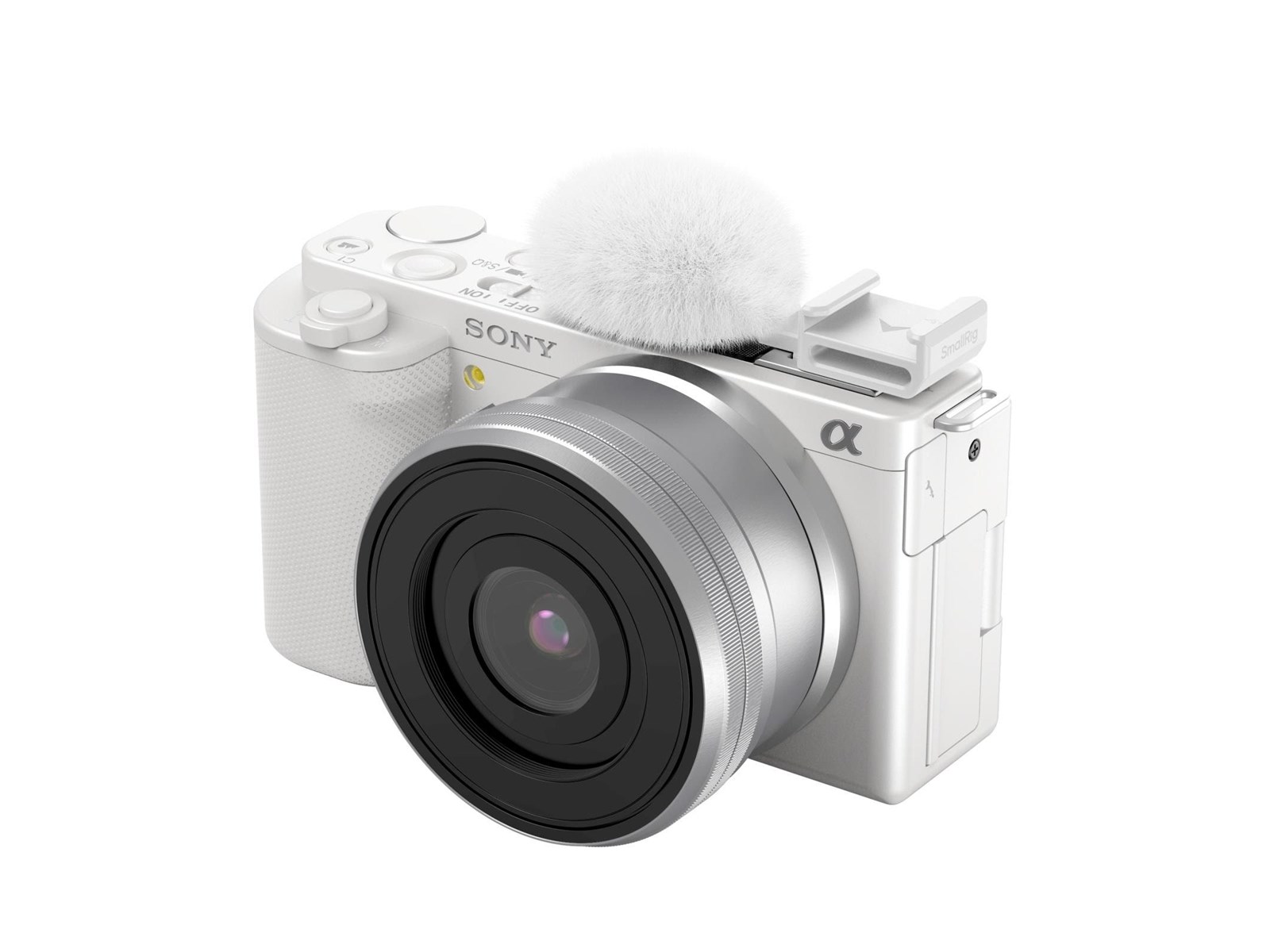 SmallRig Cold Shoe Adapter with Furry Windscreen (white) for Sony ZV ...