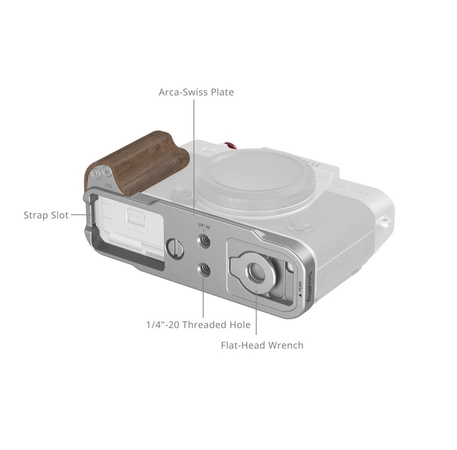 SmallRig 5667 L-Shaped Mount Plate with Wooden Handle for FUJIFILM T30 ...